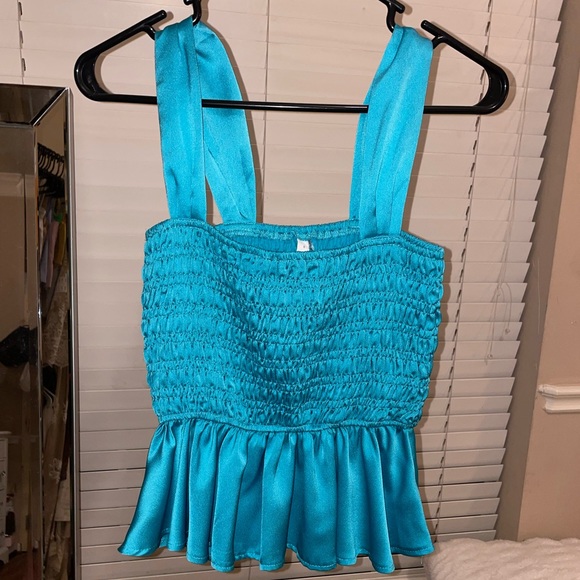 glam | Tops | Satin Turquoise Top | Poshmark